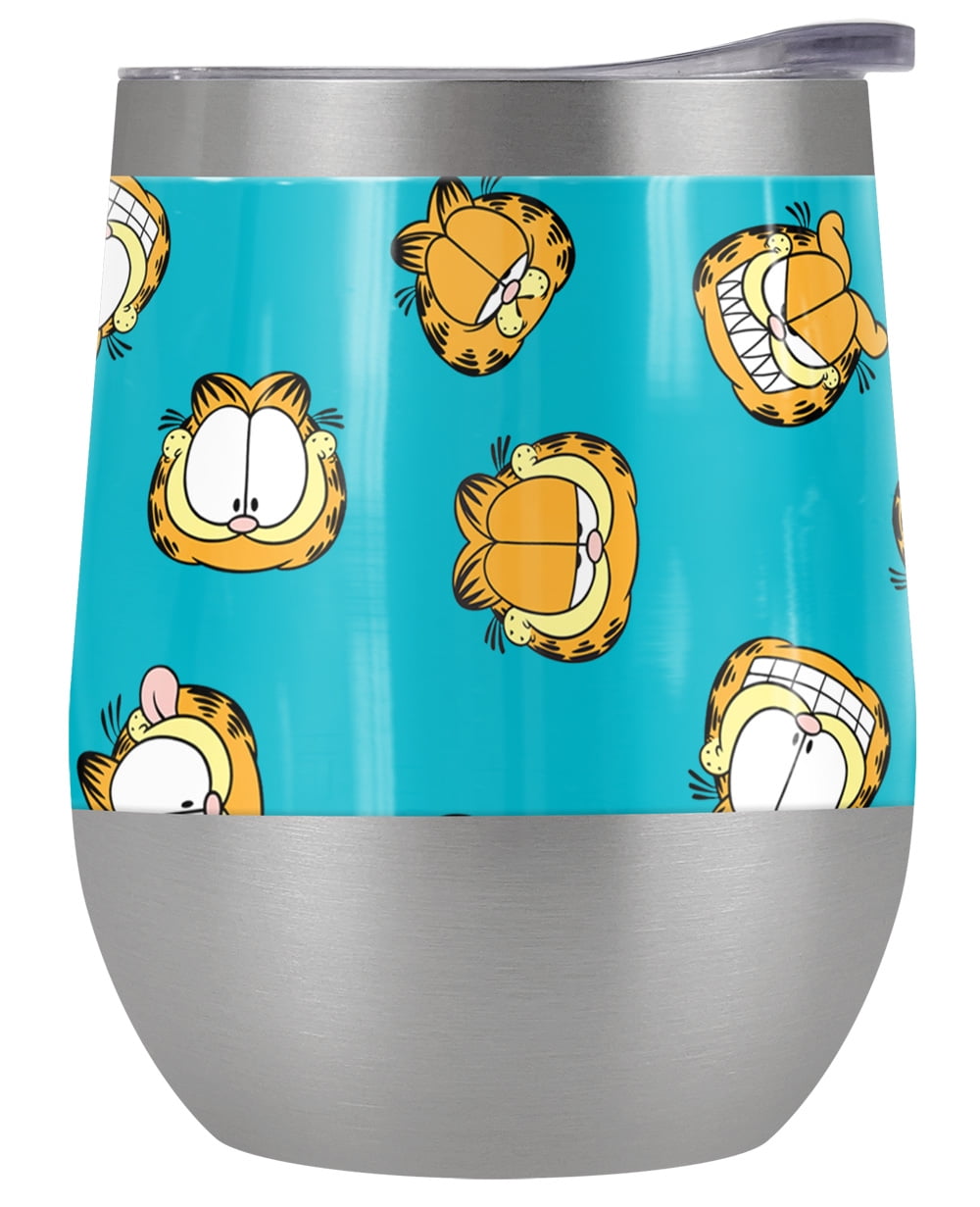 Garfield Official Faces Pattern 12 oz Stemless Tumbler, Stainless Steel ...