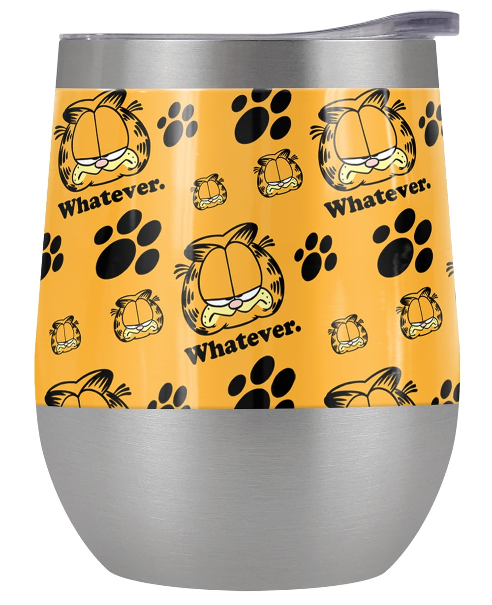 Garfield Official Whatever Pattern 12 oz Stemless Tumbler, Stainless ...