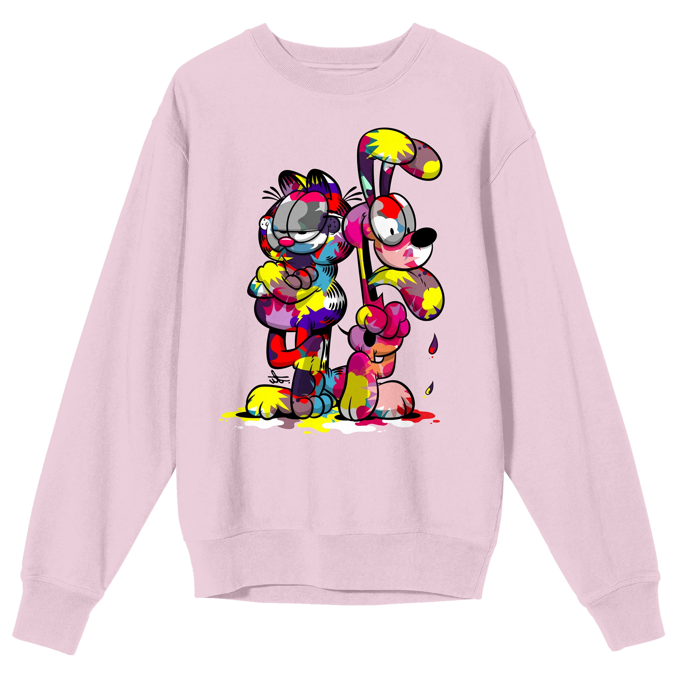 Garfield Paint-Stained Garfield & Odie Crew Neck Long Sleeve Cradle ...