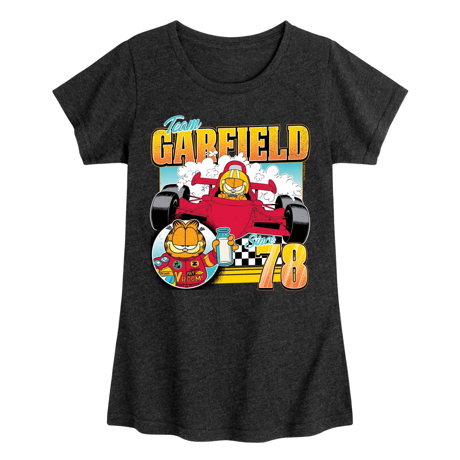 Garfield - Racing Garfield - Girls Fitted Short Sleeve Graphic T-Shirt ...