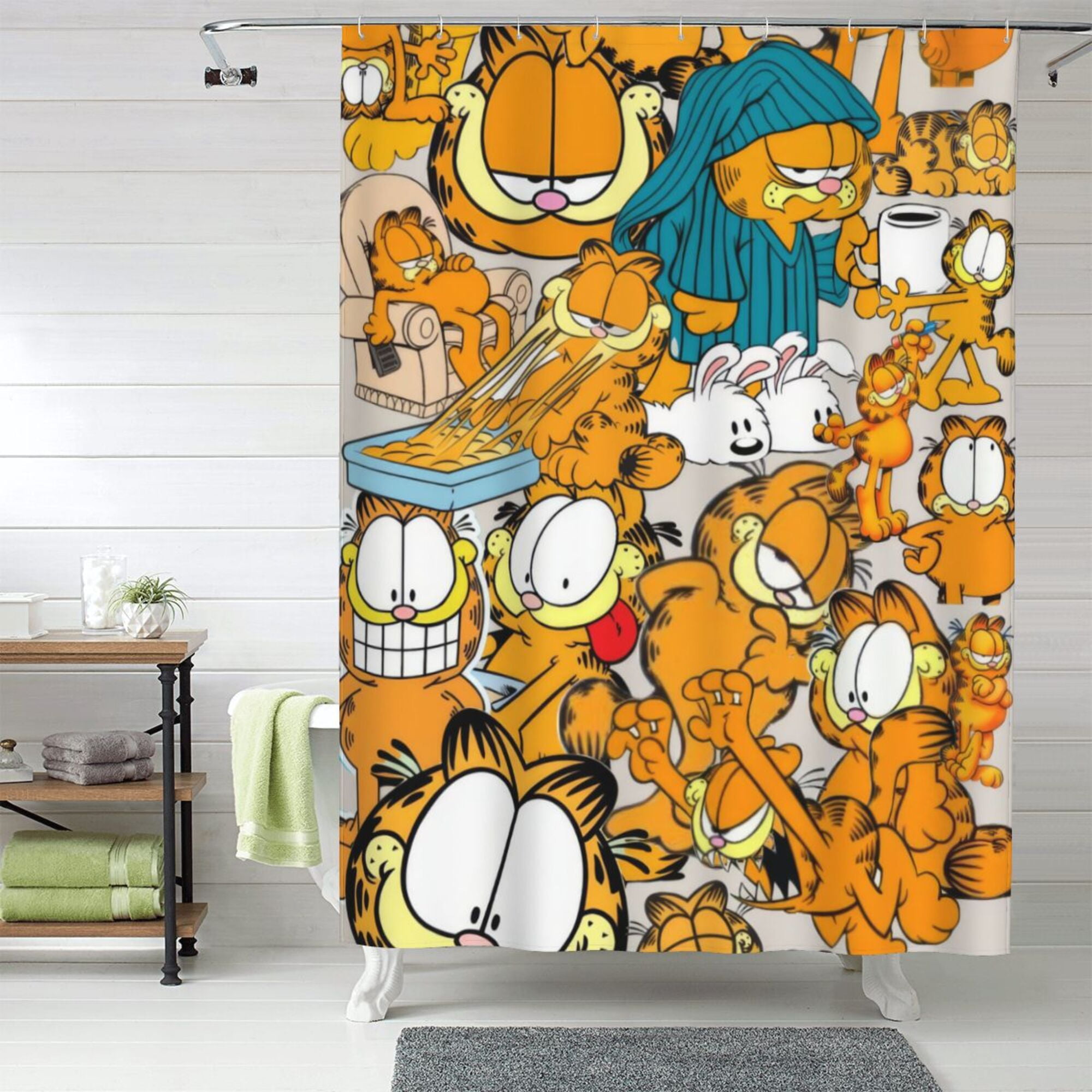 Garfield Shower Curtain, 60 x 72 inch Waterproof Fabric Shower Curtains ...