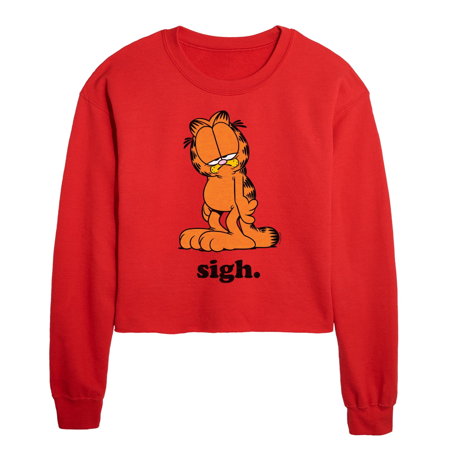 Garfield - Sigh Garfield - Juniors Cropped Crew Neck Sweatshirt ...