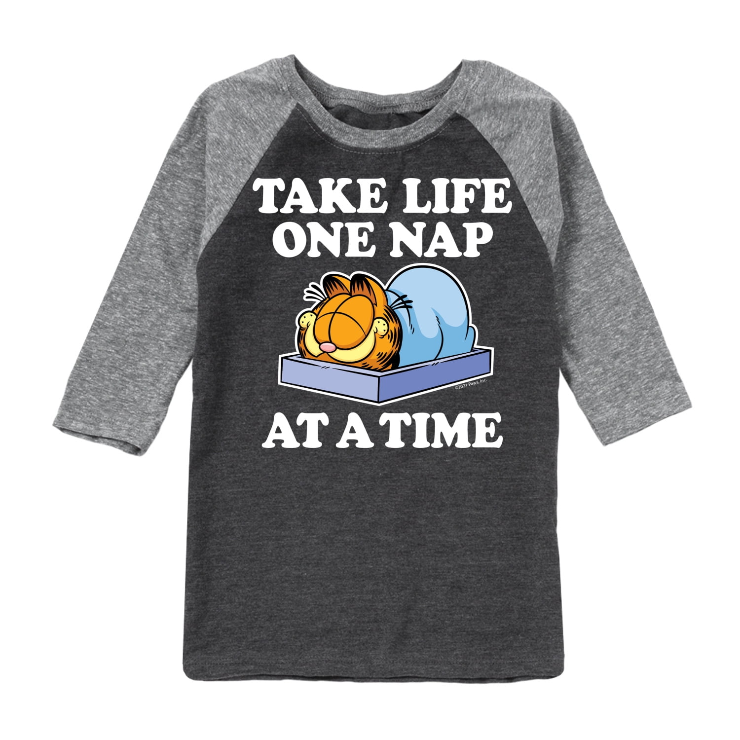 Garfield - Take Life One Nap - Toddler And Youth Raglan Graphic T-Shirt ...
