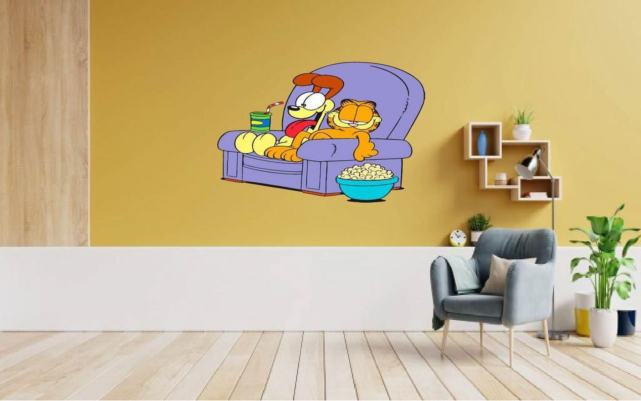 Garfield The Cat and Odie Eating Popcorn Cartoon Character Wall Art ...