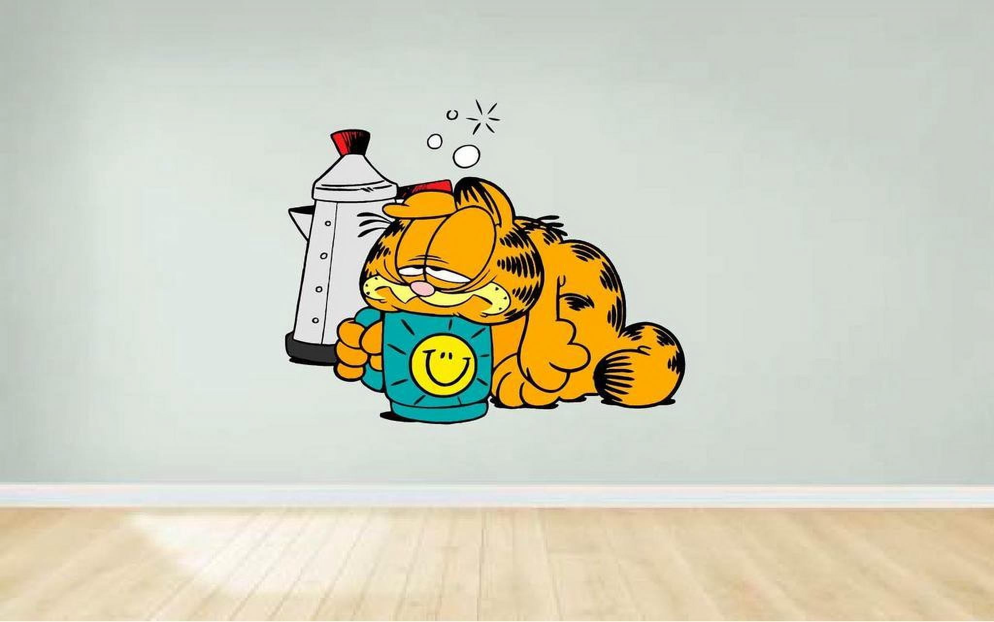 Garfield The Cat Sleeping Beside Cartoon Character Wall Art Sticker ...
