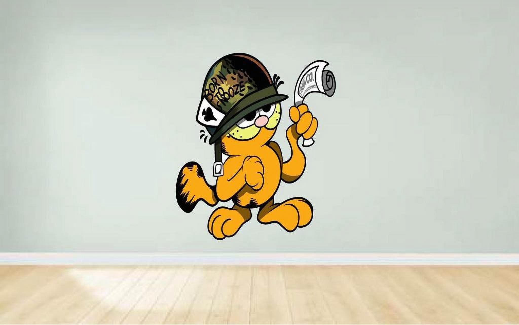 Garfield The Cat Wearing Hat Cartoon Character Wall Art Sticker Vinyl ...