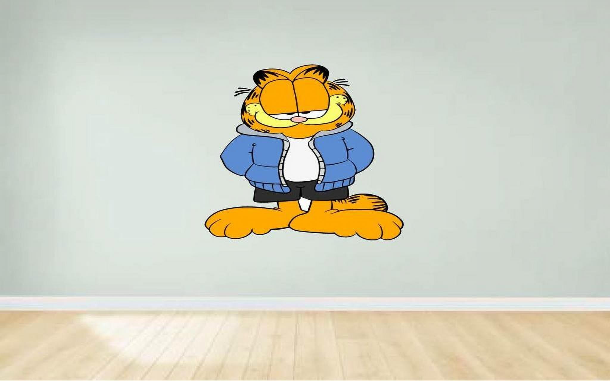 Garfield The Cat Wearing Jacket Cartoon Character Wall Art Sticker ...
