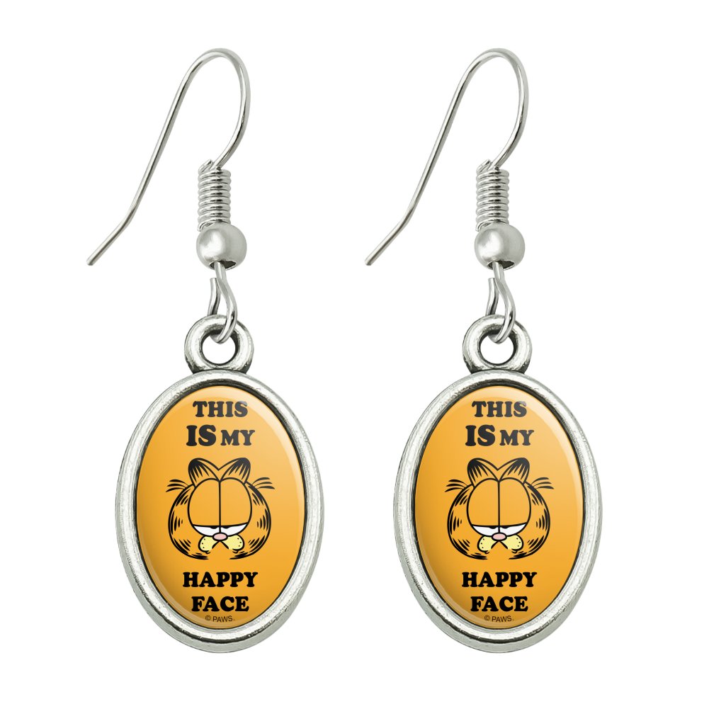 Garfield This IS My Happy Face Novelty Dangling Drop Oval Charm ...