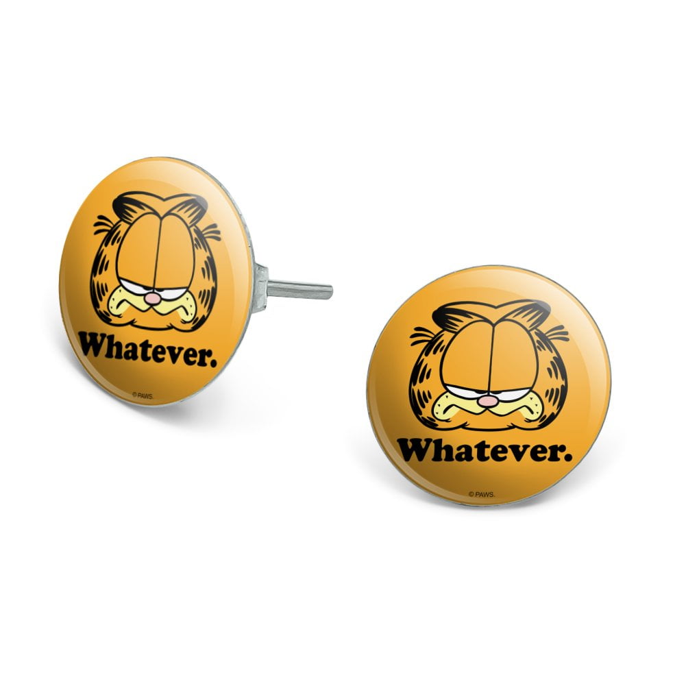 Garfield Whatever Face Novelty Silver Plated Stud Earrings - Walmart.com