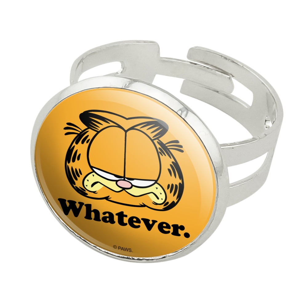 Garfield Whatever Face Silver Plated Adjustable Novelty Ring - Walmart.com