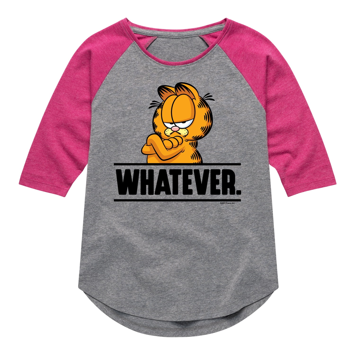 Garfield - Whatever - Toddler And Youth Girls Raglan Graphic T-Shirt ...
