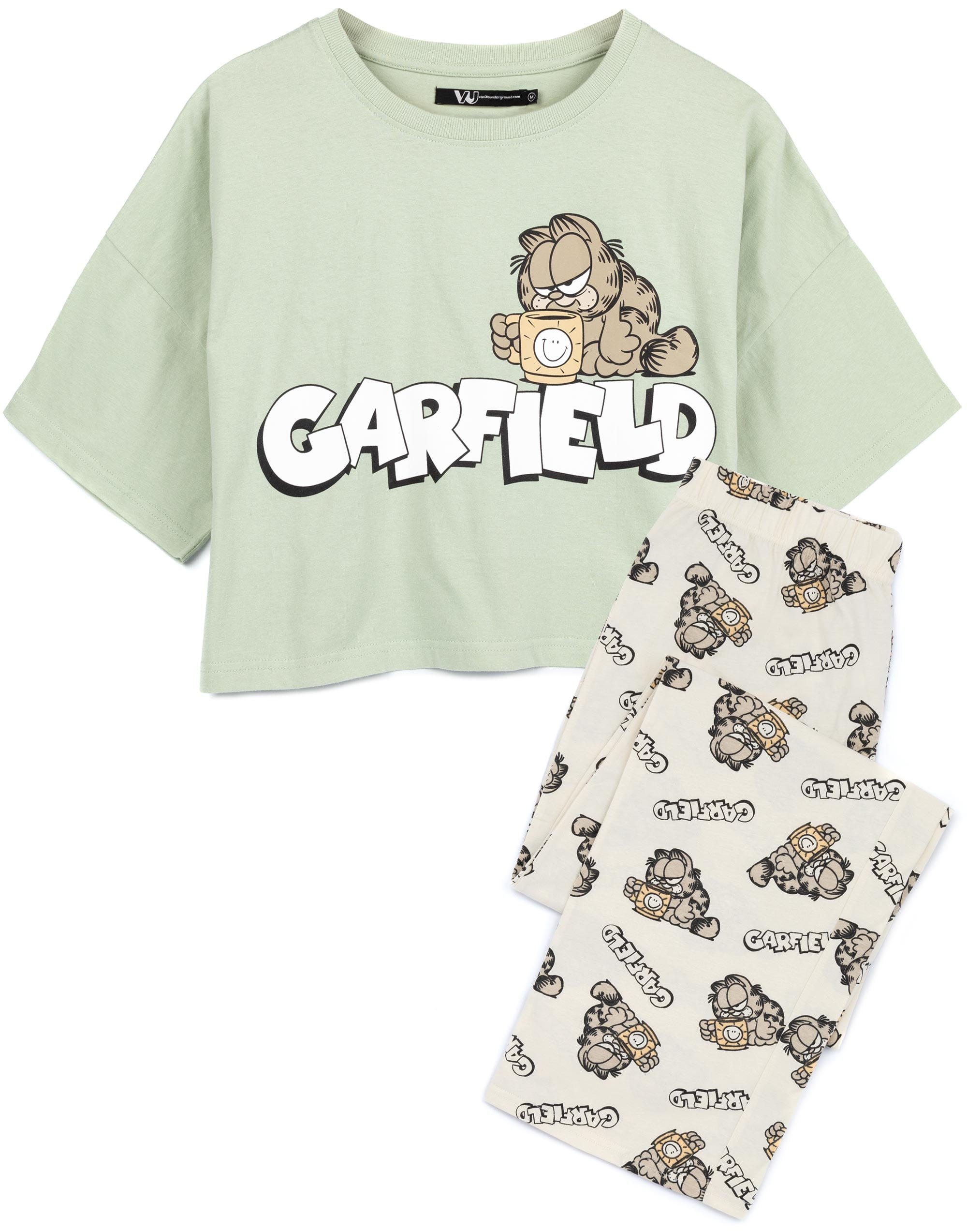 Garfield Womens Green Short Sleeve Long Leg Pyjama Set - Walmart ...