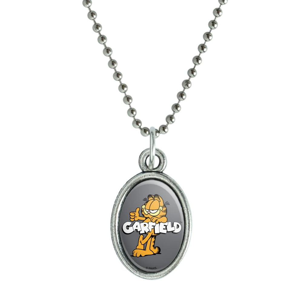 Garfield with Logo Antiqued Oval Charm Pendant with Chain - Walmart ...