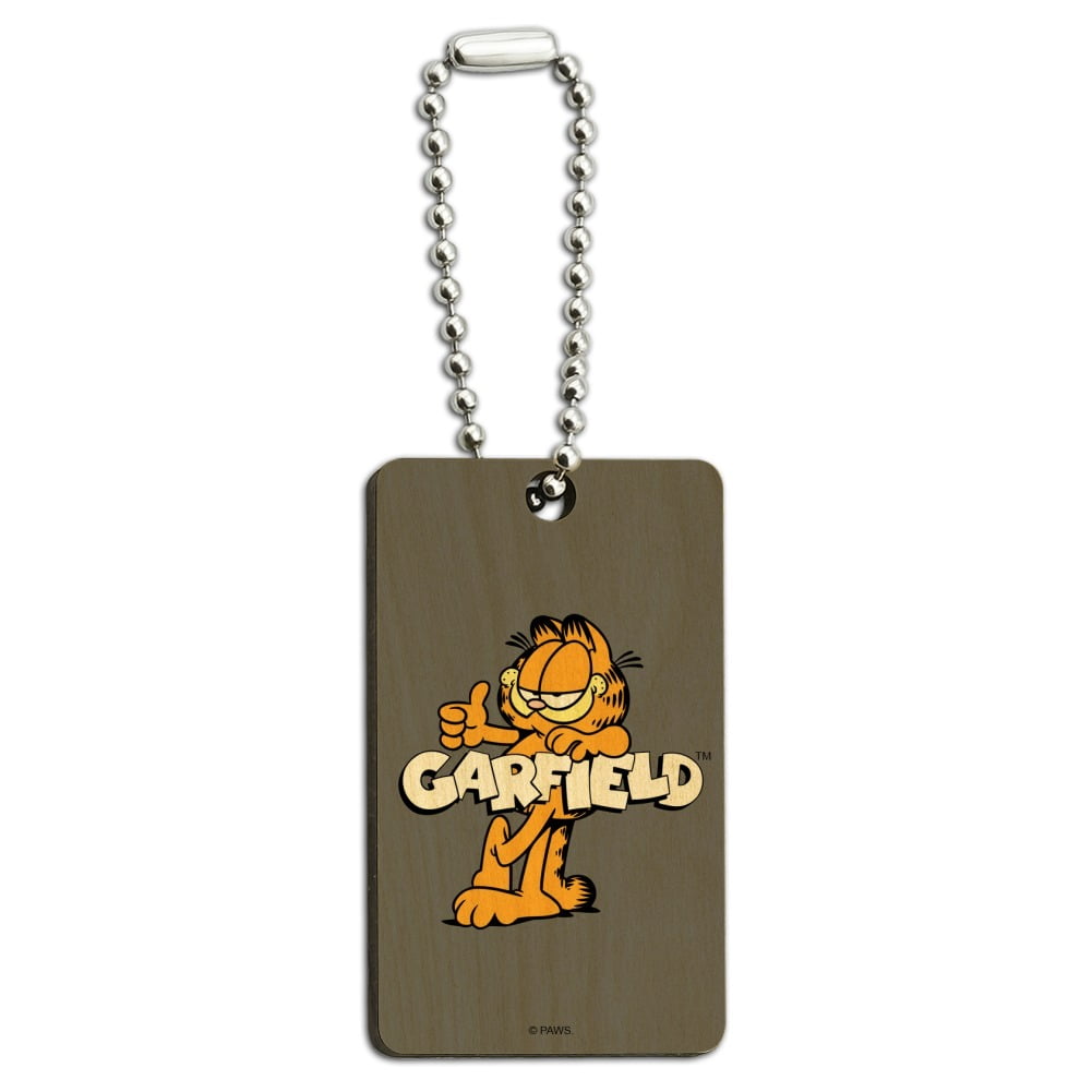 Garfield with Logo Wood Wooden Rectangle Keychain Key Ring - Walmart.com
