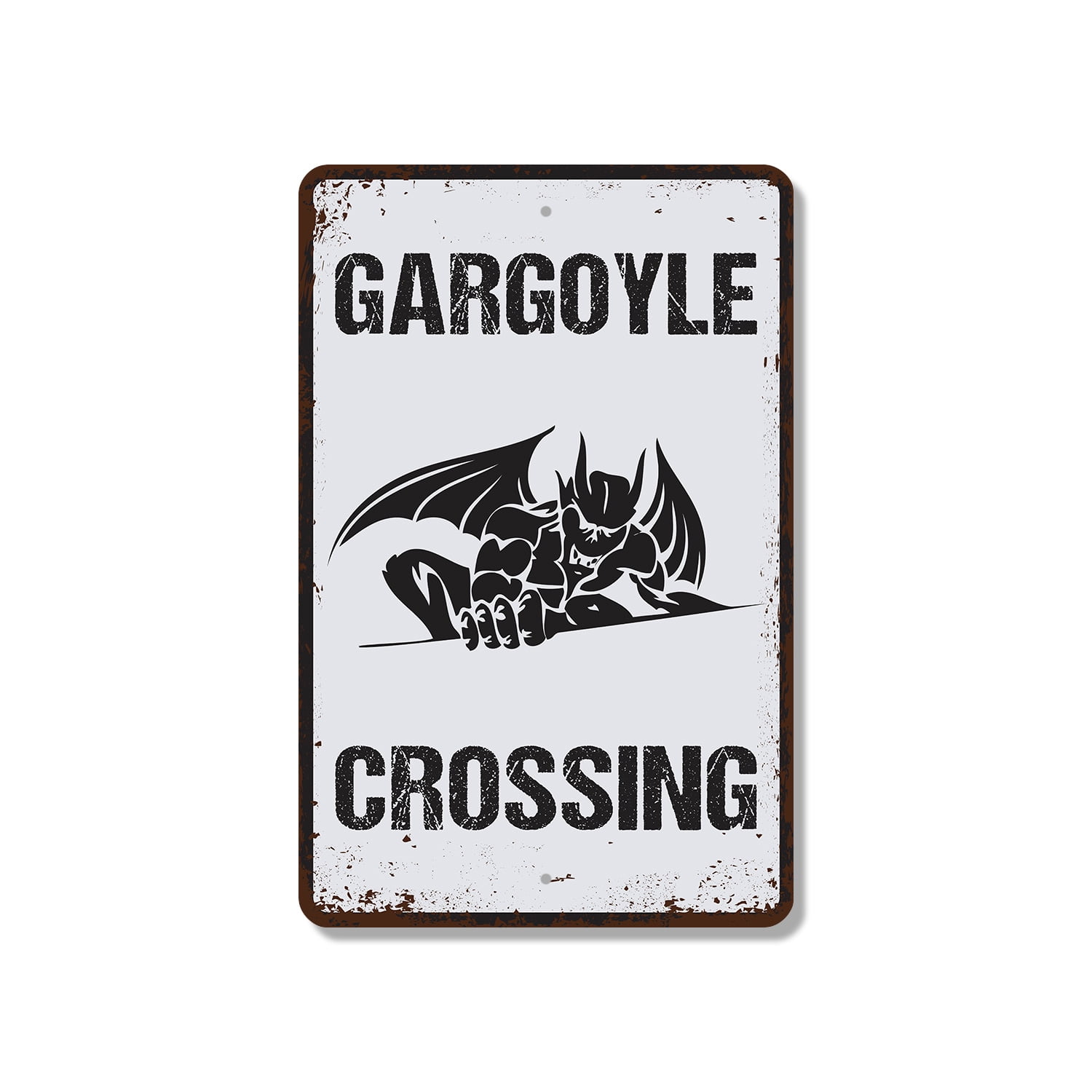 Gargoyle Crossing 8 Inch x 12 Inch Novelty Plastic Sign Wings Up Watch ...