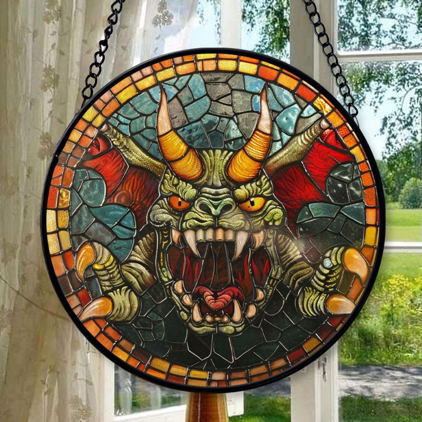Gargoyle: Stained Glass Style Wall or Window Hanging Made With Real ...