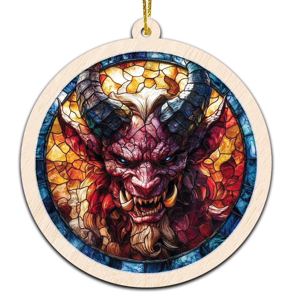 Gargoyle Stained Glass Suncatcher Ornament – Holiday Ornament with Text ...