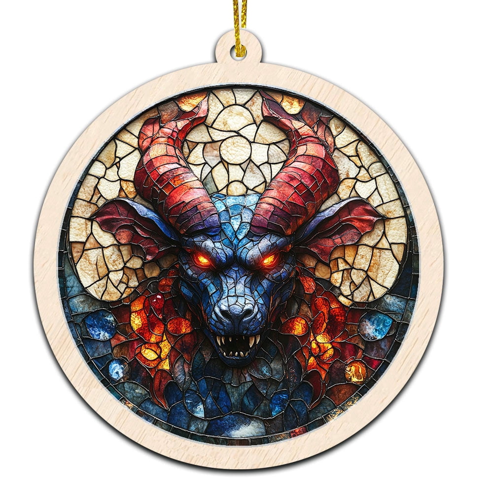 Gargoyle Stained Glass Suncatcher Ornament – Holiday Ornament with Text ...