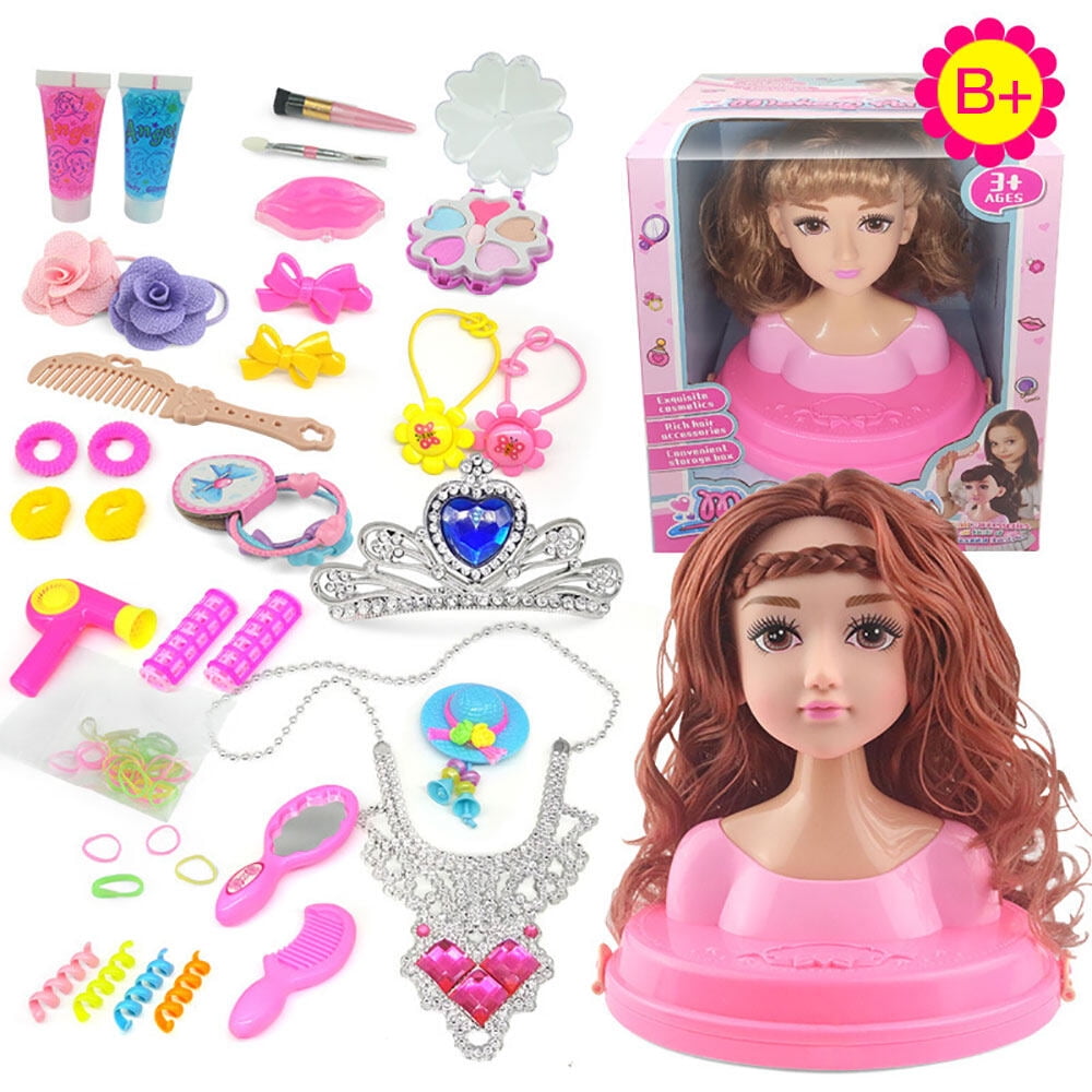 Garhelper Kids Dolls Styling Head Makeup Comb Hair Toy Doll Set Pretend ...