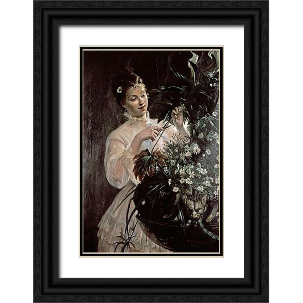 Garin, E 17x24 Black Ornate Wood Framed with Double Matting Museum Art ...