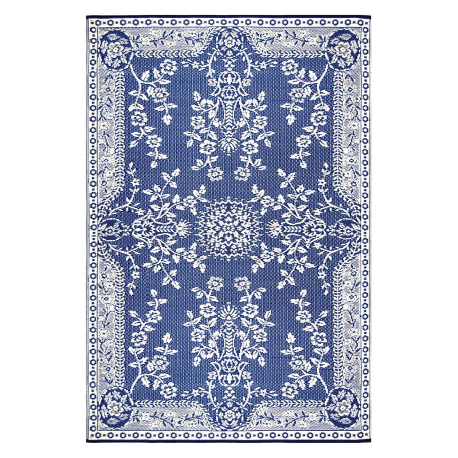 Garland Blue & White Outdoor Rug - Reversible Plastic Mat for Patio ...