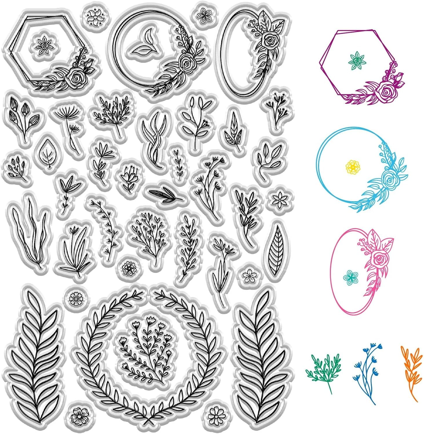 Garland Clear Rubber Stamps Plant Flower Border Vintage Reusable ...