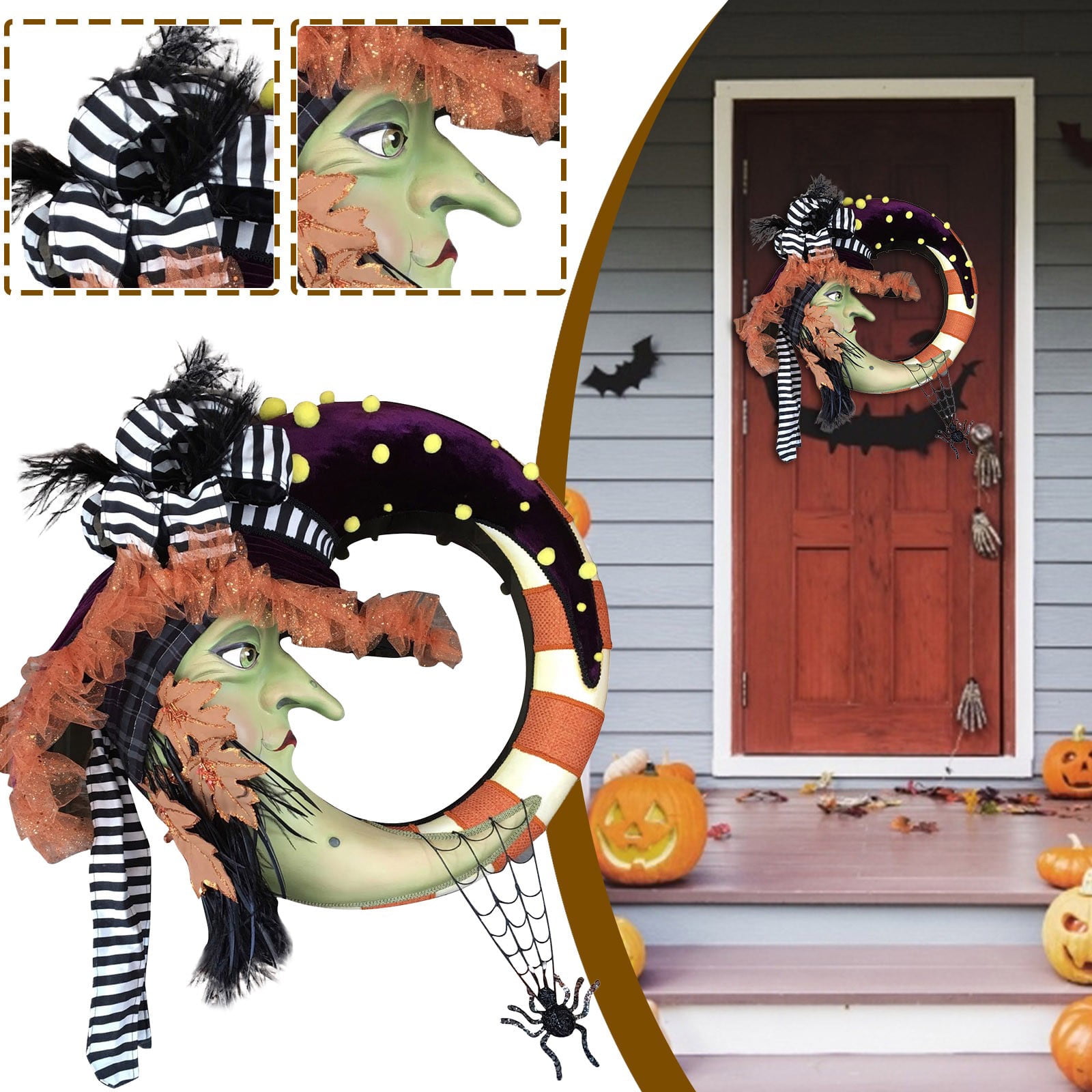 Garland Halloween Decoration Halloween Pmupkin Door Hanging Wreath ...