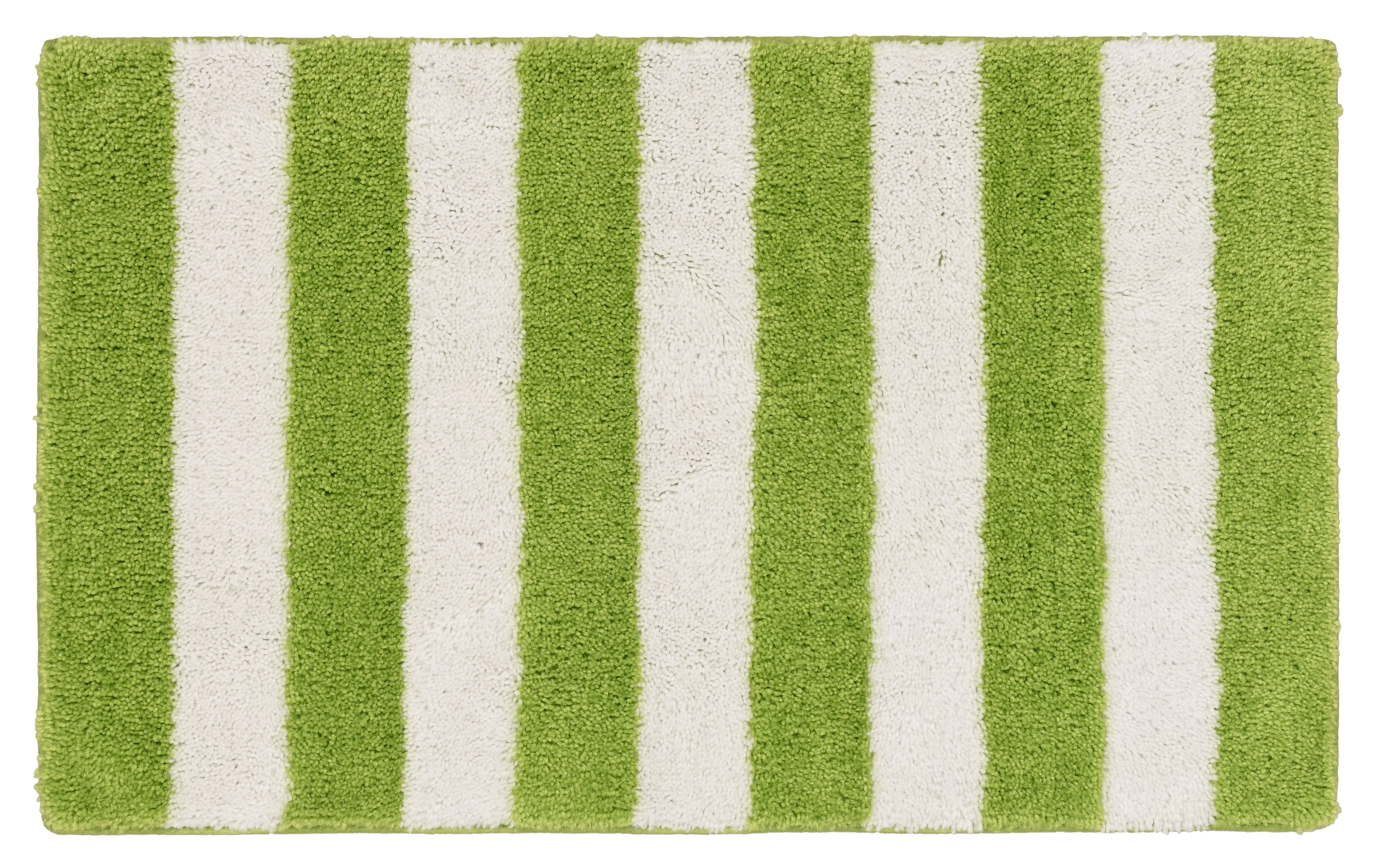 Garland Rug Beach Stripe Washable Lime Green/White Bathroom Rug, 21" x ...