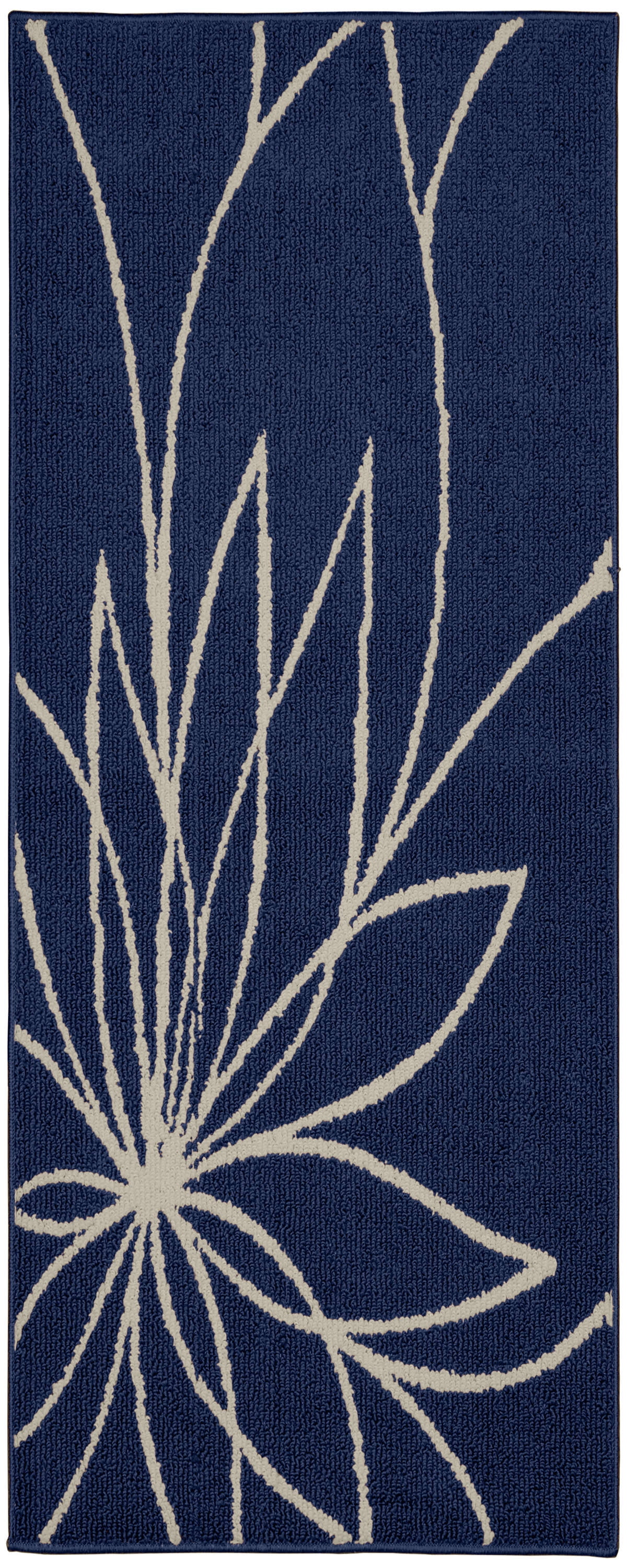Garland Rug Grand Floral 2 ft. x 5 ft. Area Rug Runner Indigo/Ivory ...