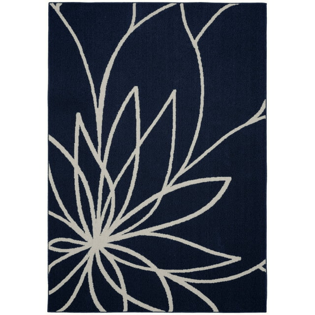 Garland Rug Grand Floral Indigo/Ivory Indoor Area Rug, 5' x 7 ...