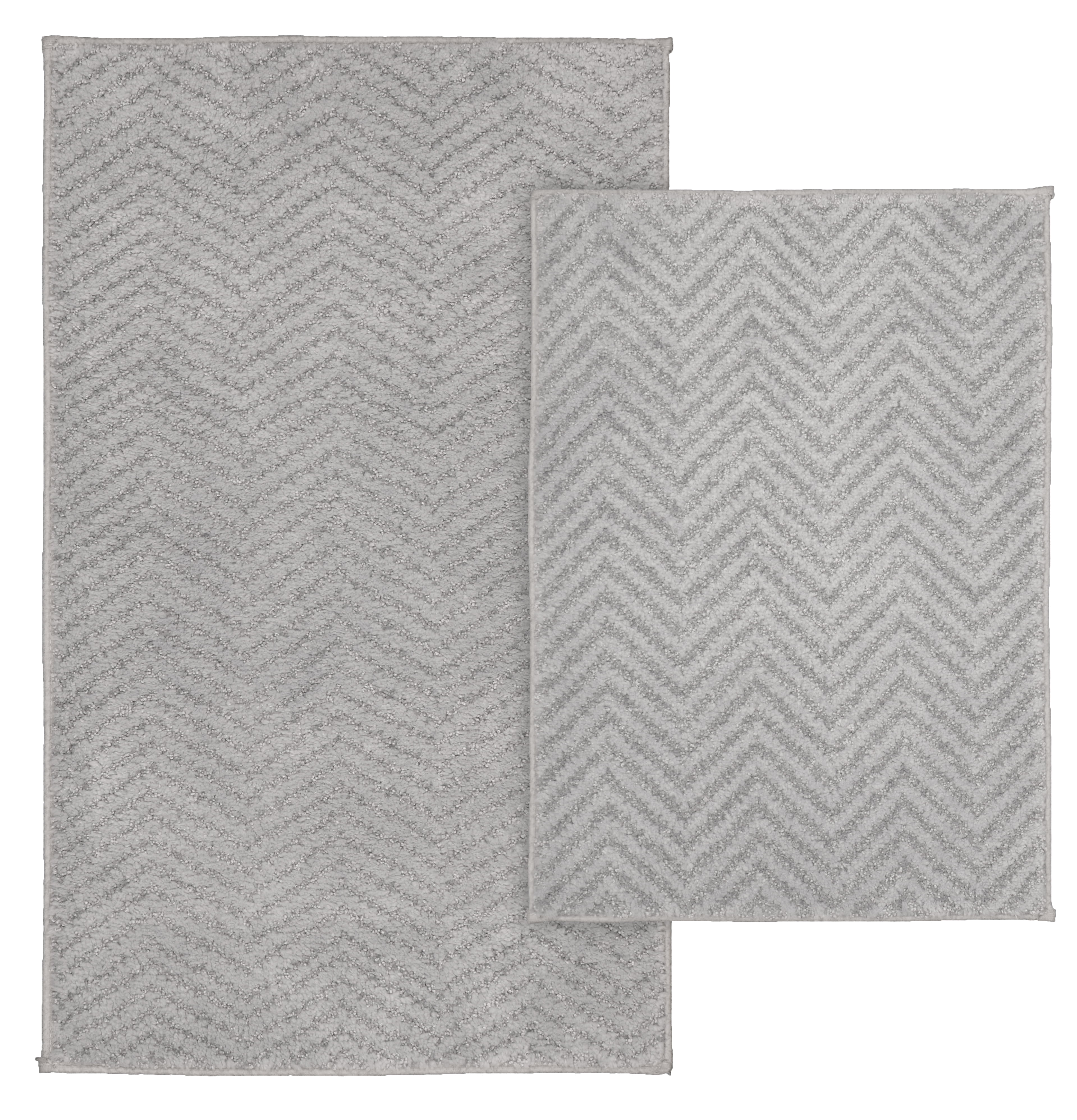 Garland Rugs Palazzo Nylon Silver Bath Rug Set 2 Piece Skid Resistant ...