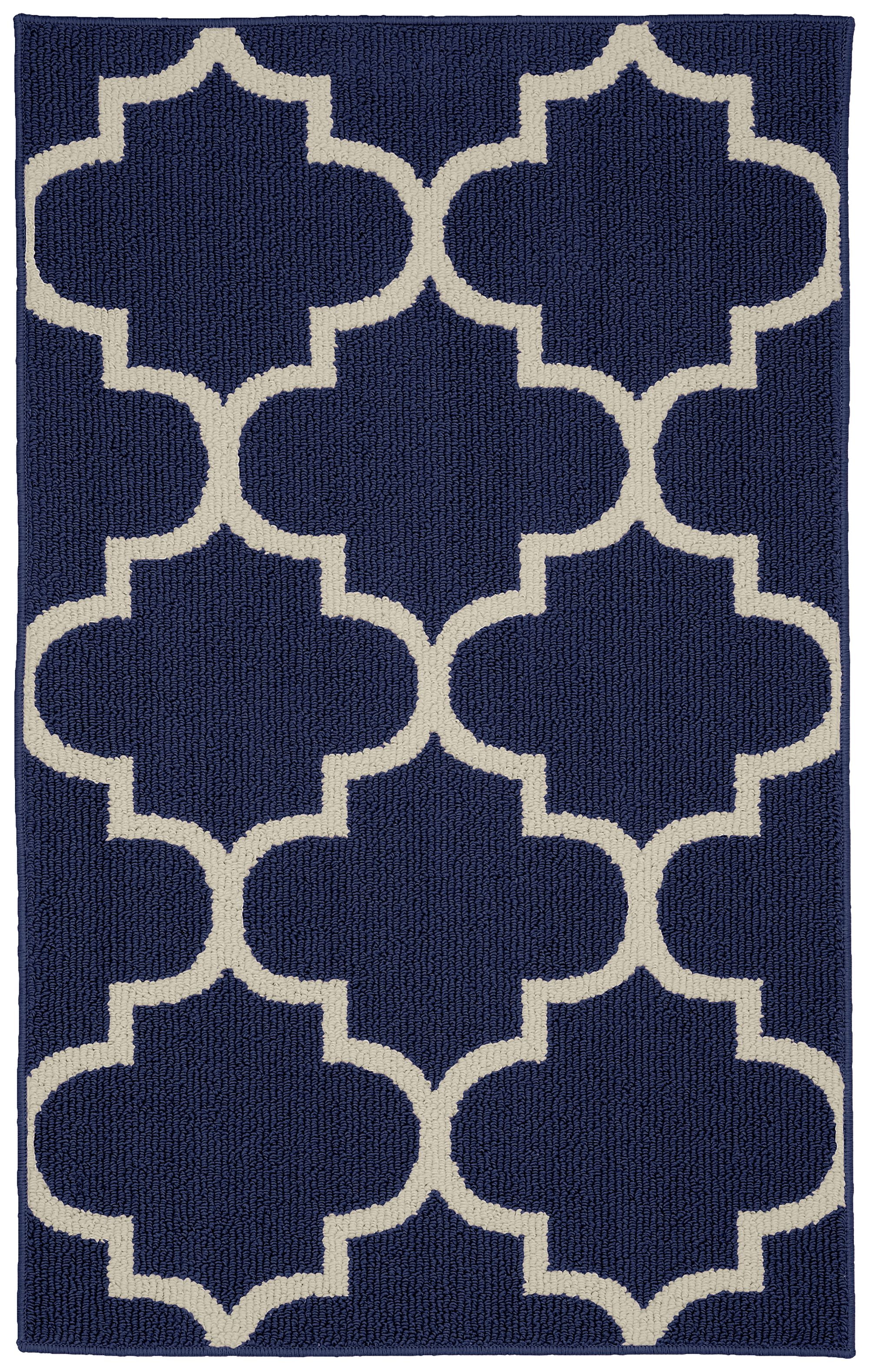 Garland Rug Quatrefoil Polypropylene Indigo/Ivory Indoor Accent Rug, 30 ...