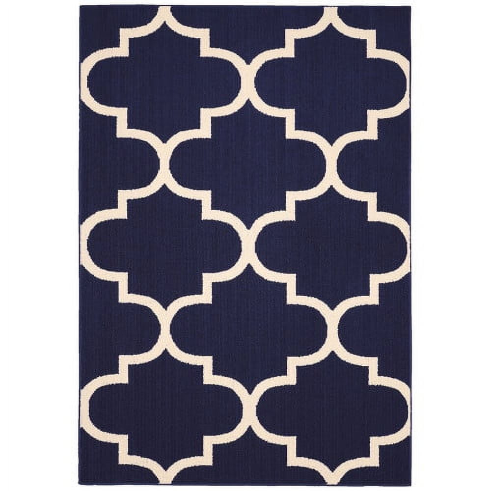 Garland Rug Quatrefoil Polypropylene Indigo/Ivory Indoor Area Rug, 5' x ...