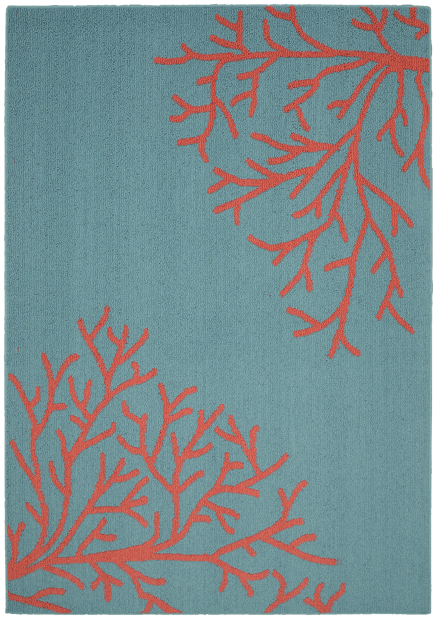 Garland Rug Sea Coral 8 ft. x 10 ft. Large Area Rug Teal/Santa Fe Coral ...