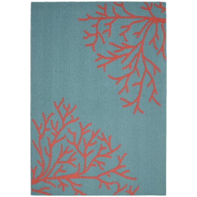Garland Rug Sea Coral 8 ft. x 10 ft. Large Area Rug Teal/Santa Fe Coral ...