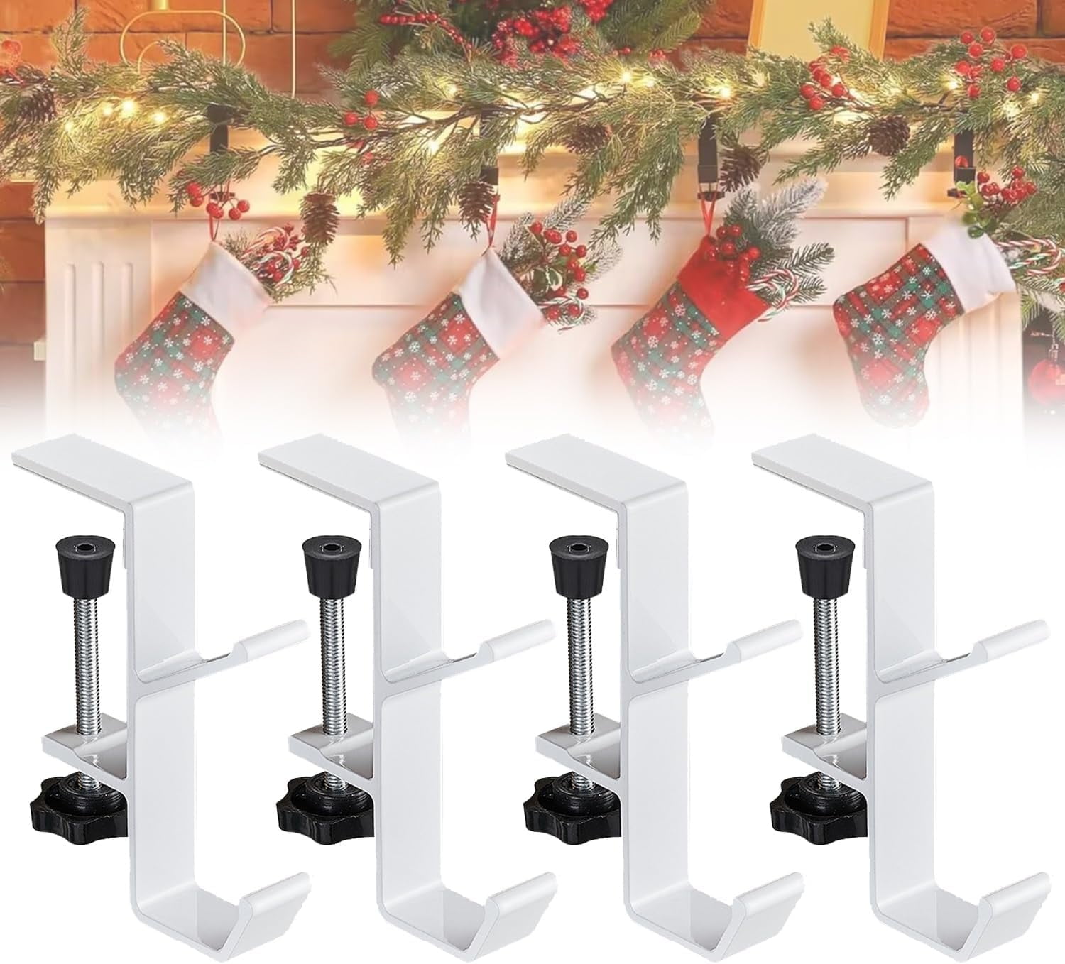 Garland and Stocking Mantel Holders, 2 in 1 Mantle Hangers Heavy Duty ...