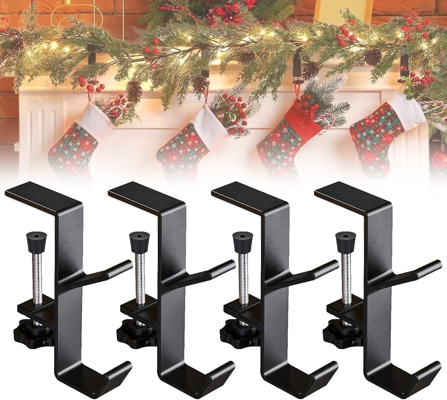 Garland and Stocking Mantel Holders, 2 in 1 Mantle Hangers Heavy Duty ...