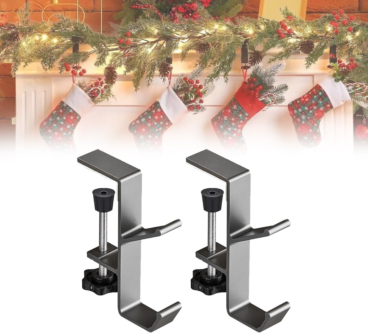 Garland and Stocking Mantel Holders, 2 in 1 Mantle Hangers Heavy Duty ...