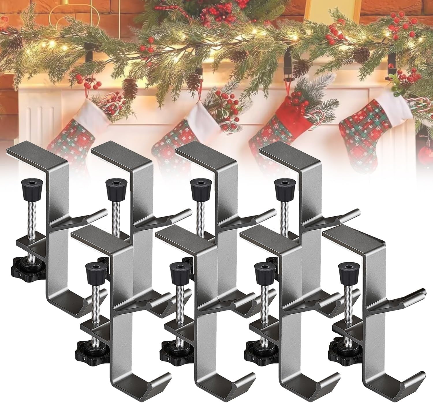 Garland and Stocking Mantel Holders, 2 in 1 Mantle Hangers Heavy Duty ...