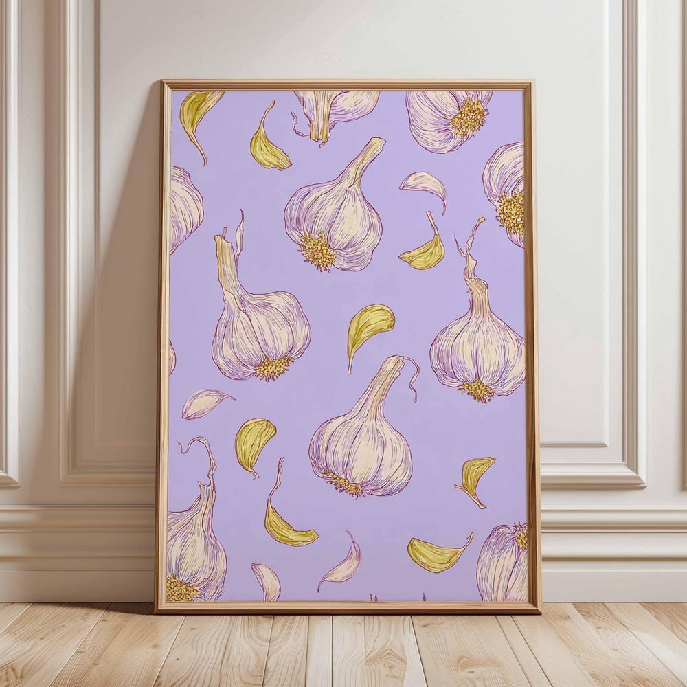Garlic Botanical Purple Food Farmhouse Poster UNFRAMED PAPER POSTER ...