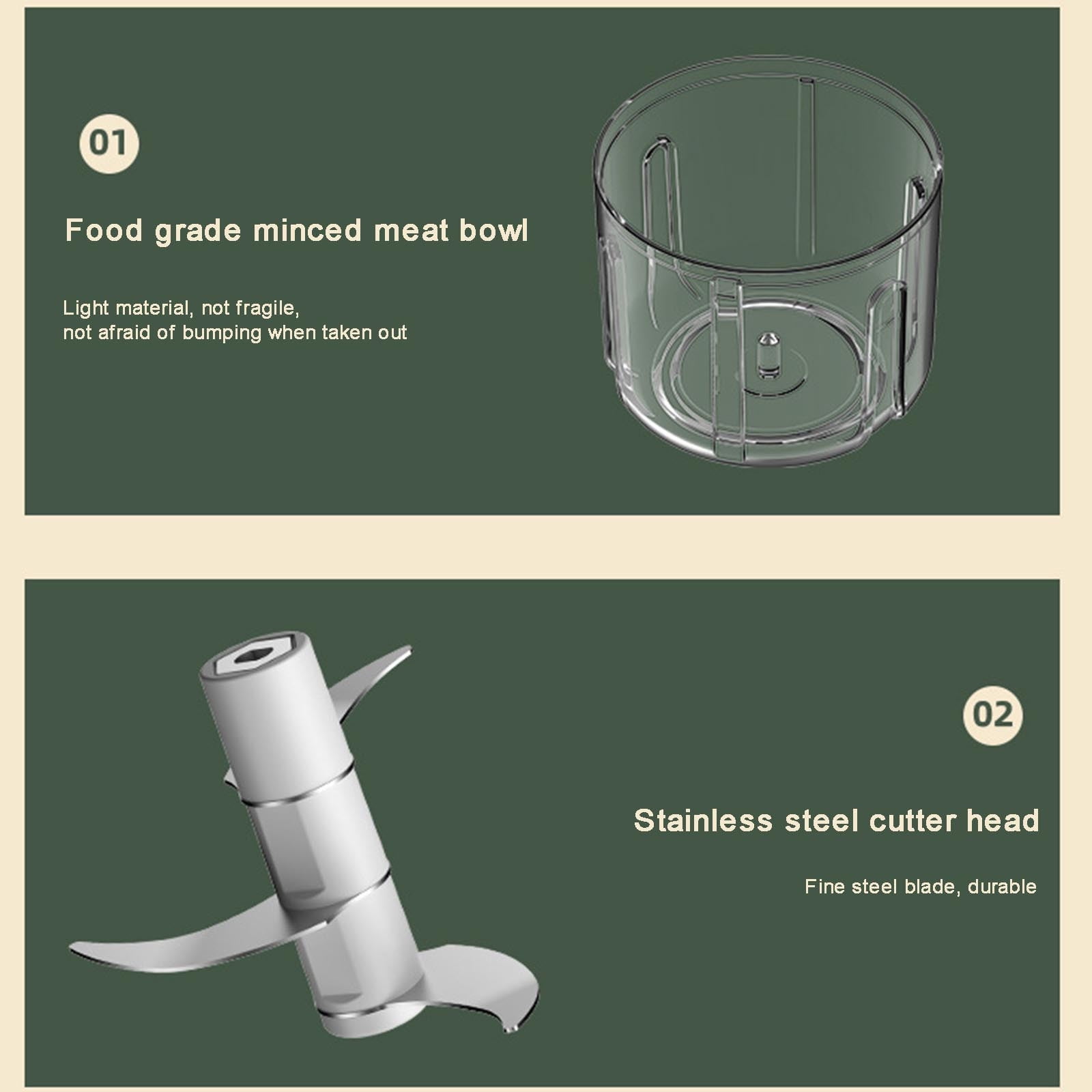 Garlic Chopper Food Processor, 100ml Capacity, Stainless Steel Blade ...