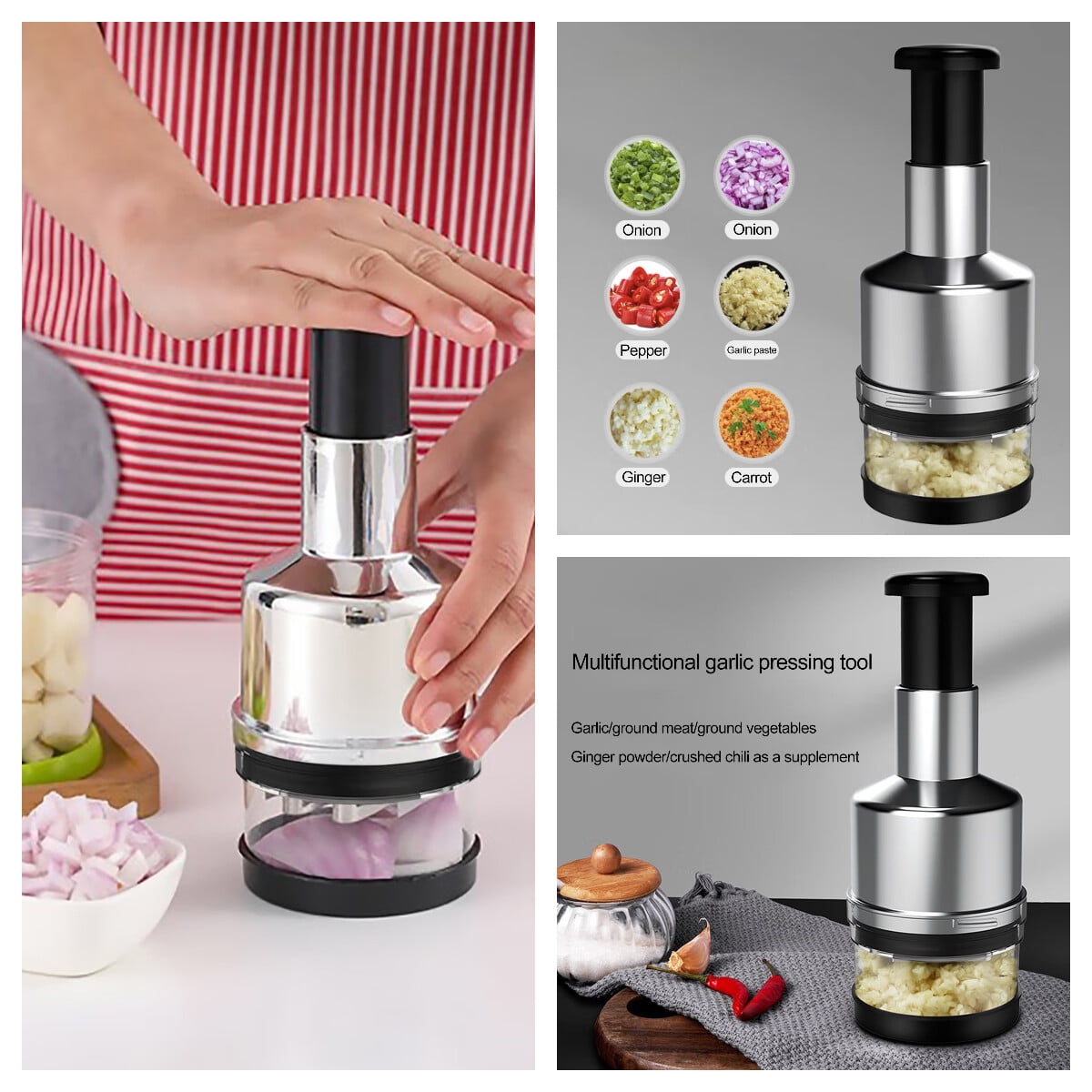 Garlic Chopper,Hand Chopper,Onions Manual Chopper,Sharp Food Chopper ...