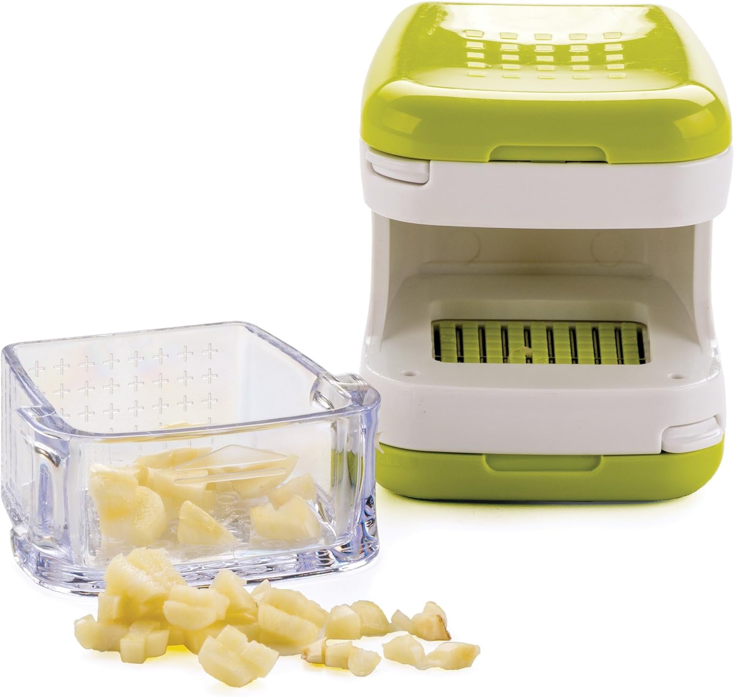 Garlic Clove Cube Press Tool, Green/White | BPA-Free Plastic with ...