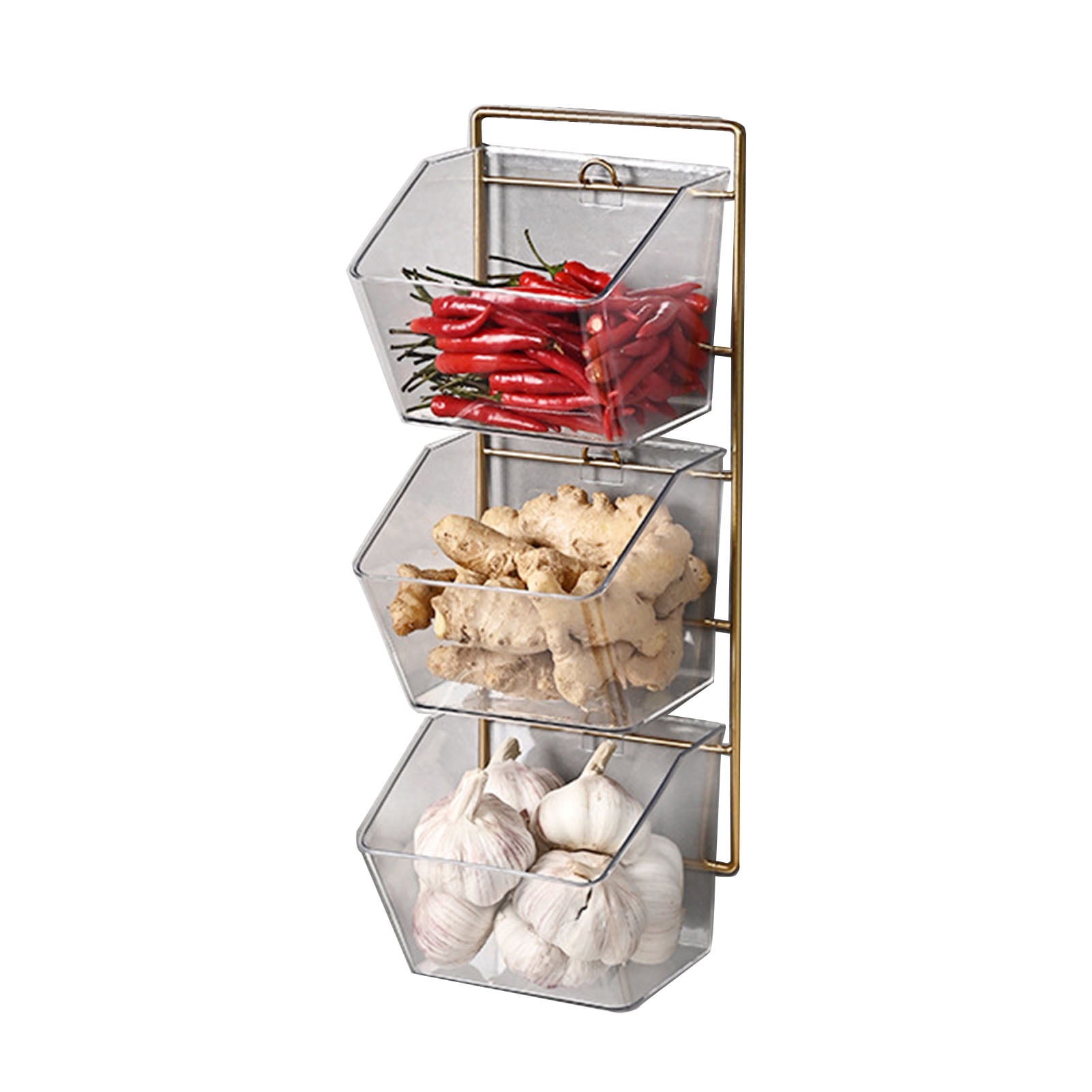 Garlic Container Wall Mounted 3 Compartments Multifunctional Space ...