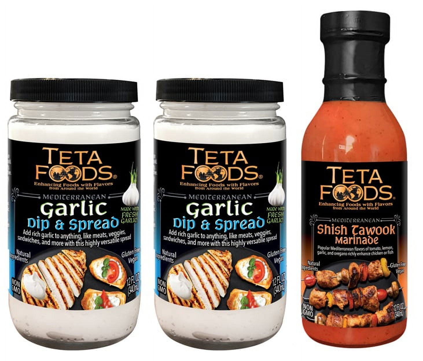 Garlic Dip & Spread (2) and Shish Tawook Marinade Pack of 3 - 12 oz ...