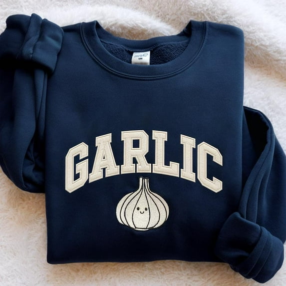Garlic Embroidered Sweatshirt, Garlic Foodie Sweatshirt, Cute Food ...