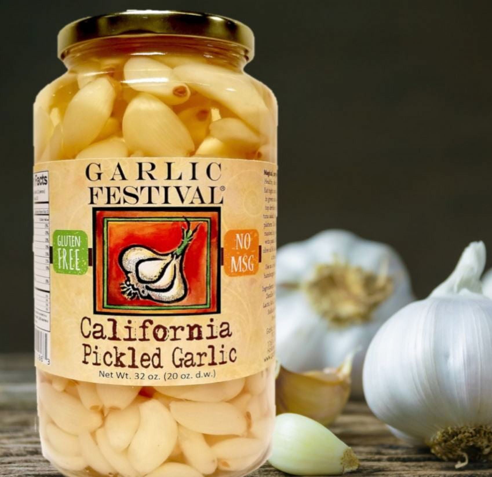 Garlic Festival Foods California Pickled Garlic Cloves in a Jar - Plain ...