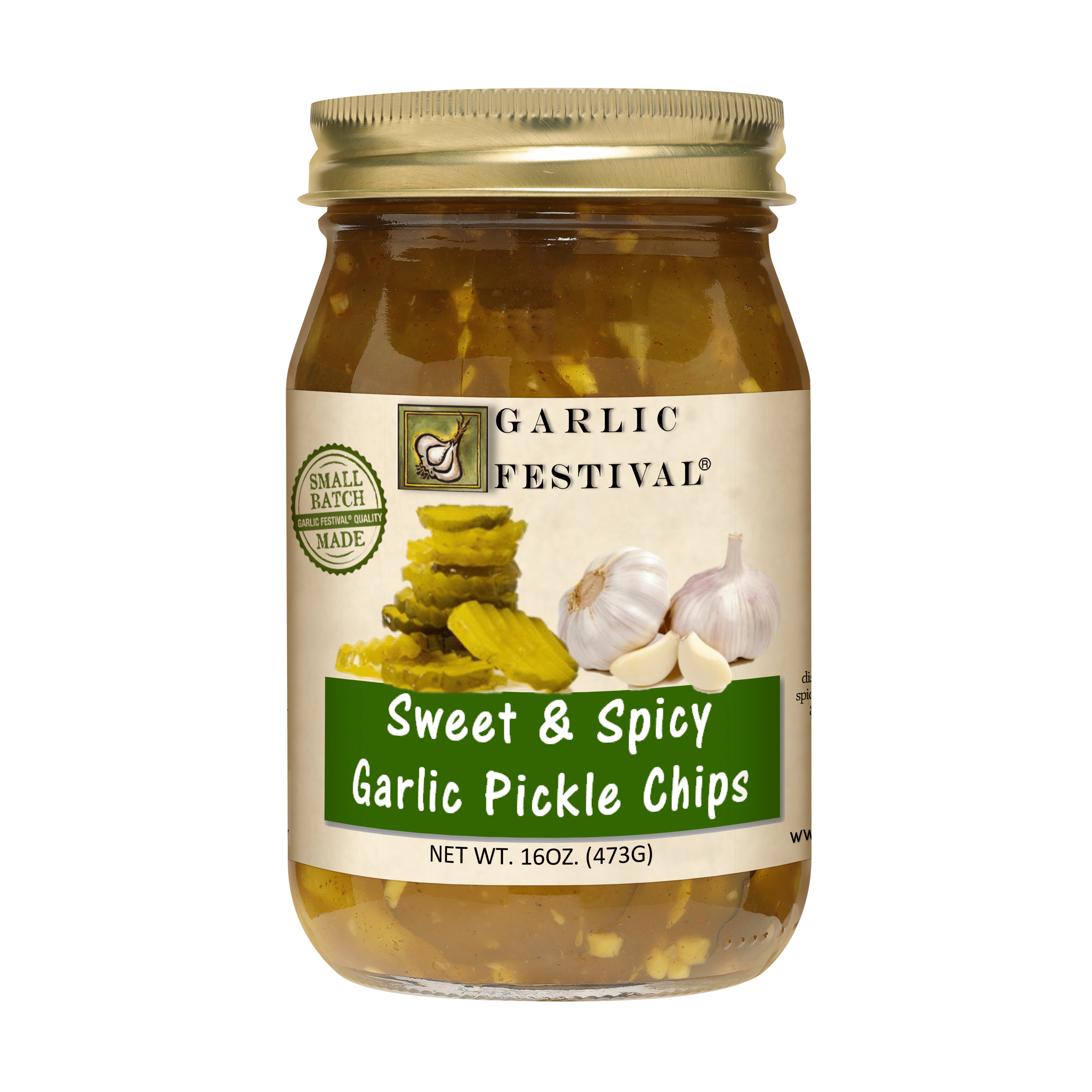 Garlic Festival Foods Sweet & Spicy Garlic Pickle Chips Net Wt. 16oz ...