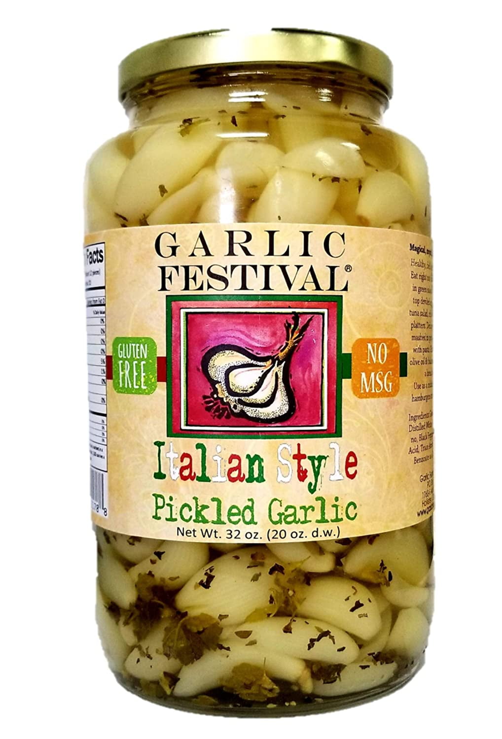 Garlic Festival Italian Style Pickled Garlic Cloves in a Jar -Italian ...