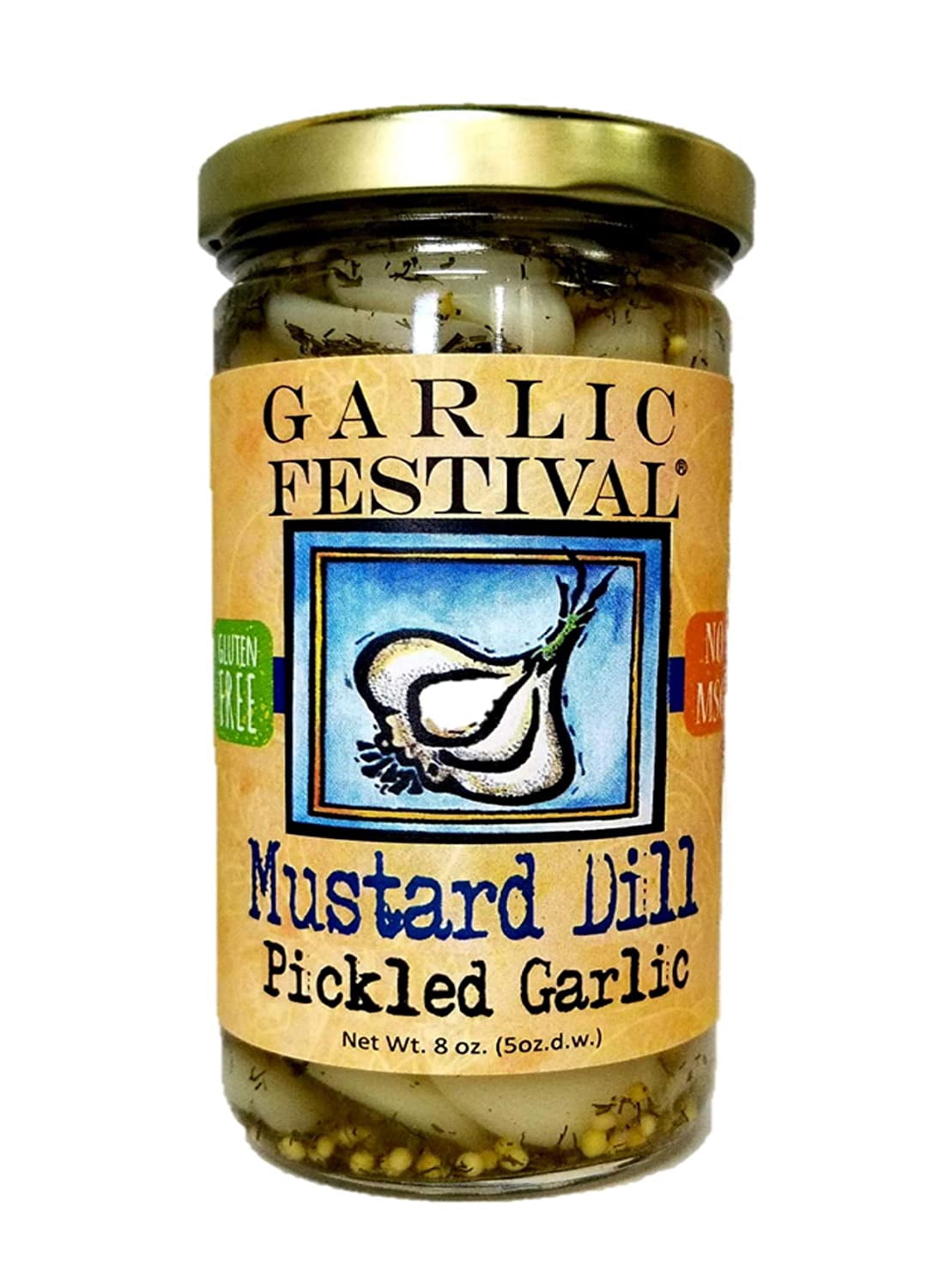 Garlic Festival Mustard Dill Pickled Garlic Cloves in a Jar - Mustard ...